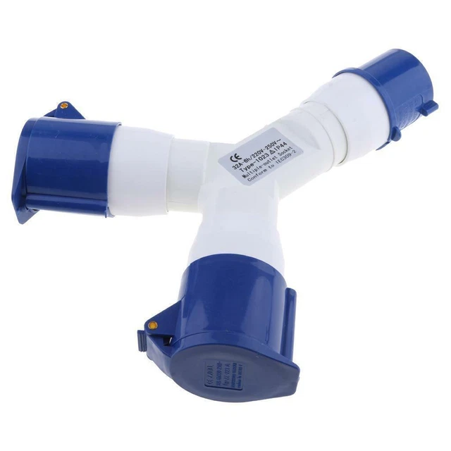 2-WAY SPLITTER 32A 220v IP44 2 Way 3 Pin Industrial Site Plug & Wall ...