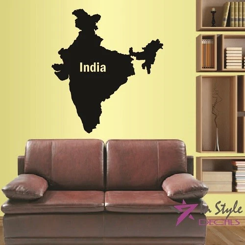 VINYL DECAL MAP of India Country Geography Class World Art Wall Sticker ...