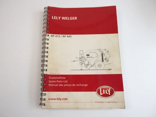 LELY WELGER RP 415 445 Rundballenpresse Ersatzteilliste Spare Parts ...
