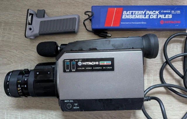 VINTAGE 1980’S HITACHI VK-C600E VHS Video Camera/Battery + Video Tuner ...