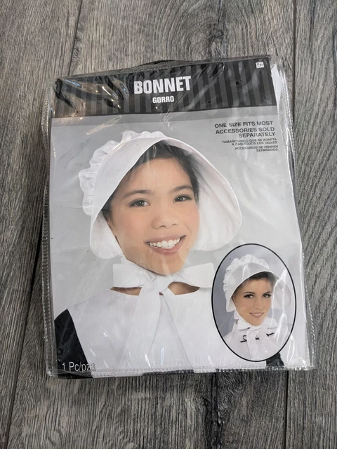 WHITE BONNET COLONIAL Pilgrim Quaker Amish Pioneer Hat Handmaid's Tale ...