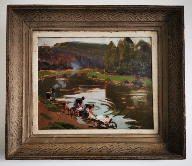 TABLEAU ANCIEN HUILE signée Jean Gobaille Rennes Bretagne RARE EUR 580 ...