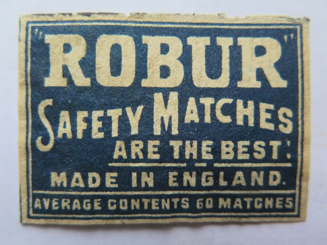 ROBUR TEA SAFETY MATCH LABEL c1930s NORMAL MATCHBOX SIZE MADE in ...