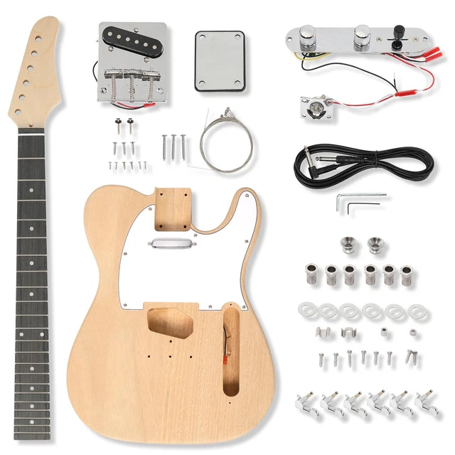 UNFINISHED DIY TL Electric Guitar Kit Mahogany Body 6 String Maple Neck ...