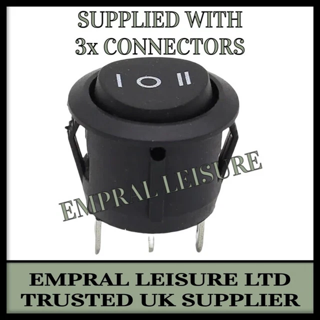 12V ROUND ROCKER Switch 23mm SPSD on/off/on Camper Van Motorhome ...