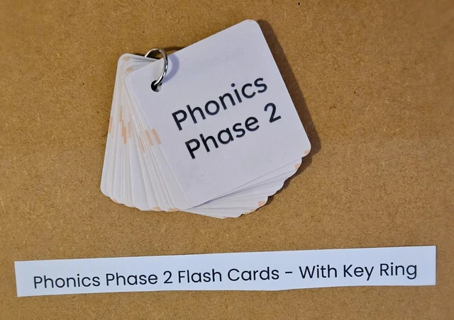 PHONICS PHASE 2 Flash Cards with Key Ring - Sounds Words Phonemes ...