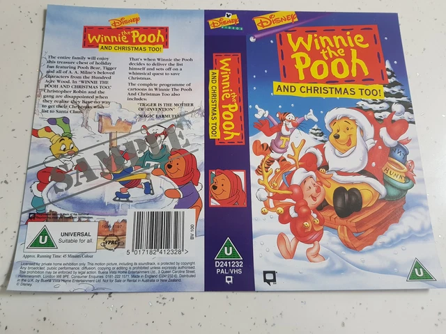 WINNIE THE POOH and Christmas Too- Sample VHS Video Sleeve - Small Box ...
