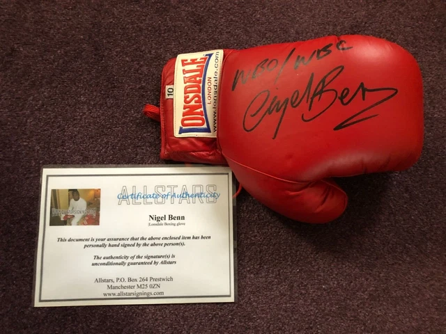 BOXING GLOVE AUTOGRAPH Nigel Benn Certificate of Authenticity Allstars ...