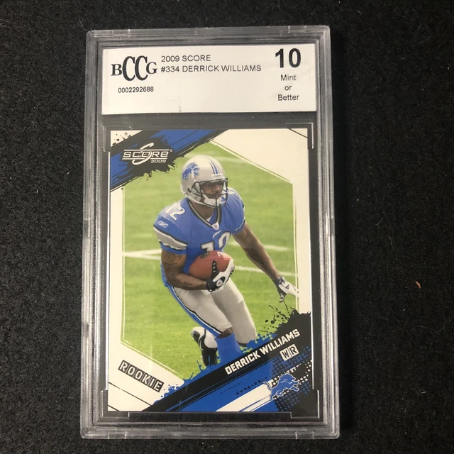 DERRICK WILLIAMS RC ~ BCCG comme neuf 10 ~ 2009 Score Rookie ~ Detroit ...