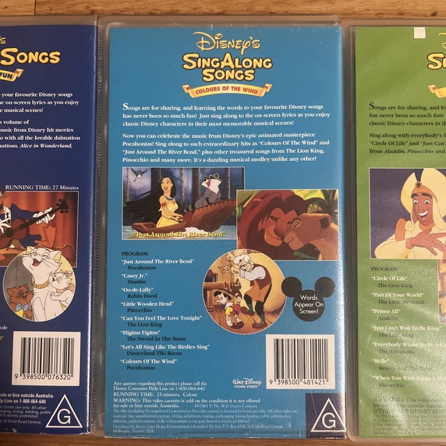 VINTAGE DISNEY SING Along Songs 3VHS Lion King Pocahontas 101 ...