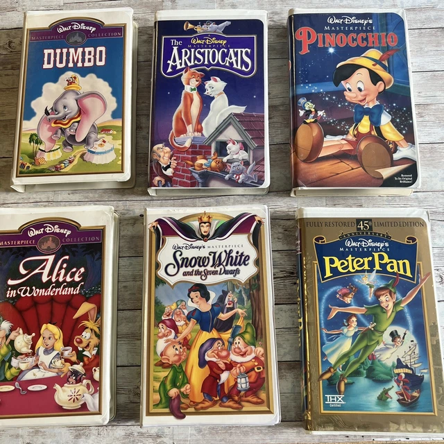 LOT OF 6 Walt Disney Clam Shell VHS Tapes Alice Snow Aristocrats Dumbo ...