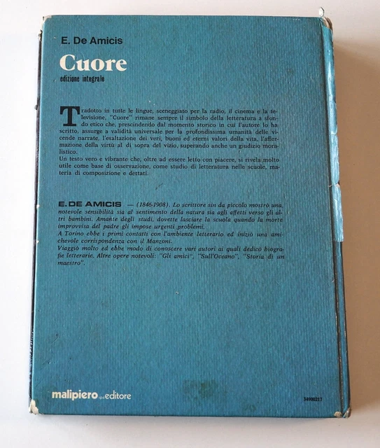 LIVRE ITALIEN "CUORE" - EDMONDO DE AMICIS - malipiero 1973 - édition ...