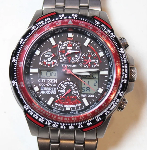 CITIZEN ECO DRIVE Red Arrows Skyhawk AT Titanium Radio Controlled U600 ...