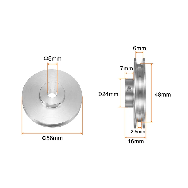 V-TYPE PULLEY 8MM Bore 58mm Outer Dia Single Groove Aluminum Alloy $28. ...
