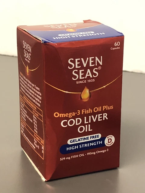 SEVEN SEAS - High Strength Gelatine Free COD LIVER OIL - 60 Capsules ...