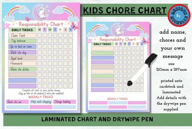 UNICORN REWARD CHART behaviour chart responsibility chart for teenagers ...