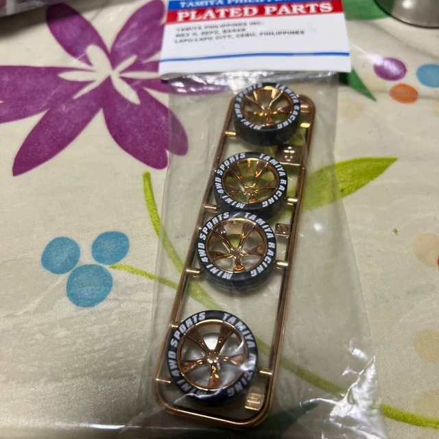 TAMIYA MINI 4WD Copper Plated Wheel Set Low Profile Tires New Sealed £ ...