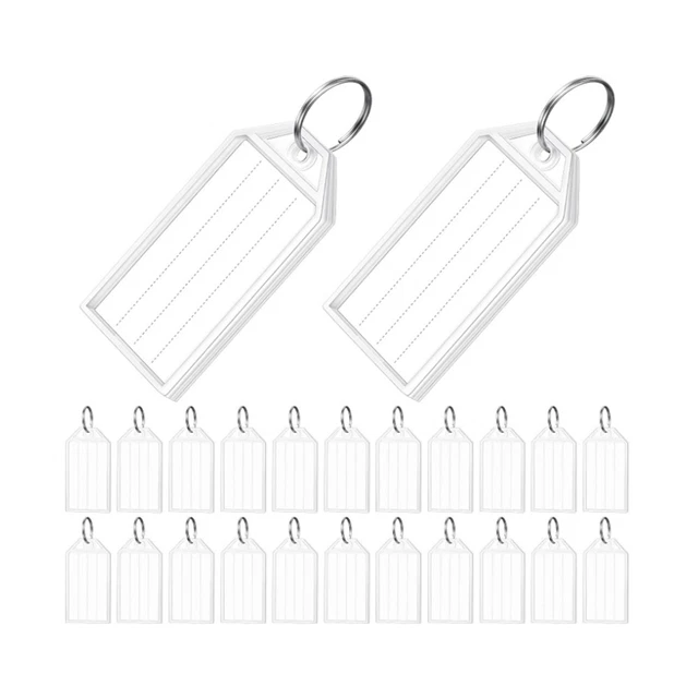 100 PIECES KEY Tags 2 Inch Plastic Key Chain Tags with Ruled Blank ...