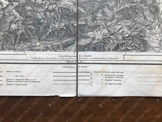 1889 TIRANO EDOLO Istituto geografico militare mappa cartina telata ...