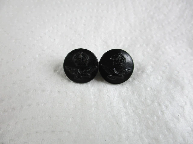 PAIR WW2 RAF:&ROYAL AIR FORCE BAKELITE CAP BUTTONS" (Small, 14mm, For ...