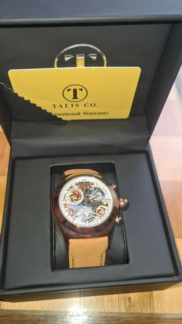 MENS TALIS CO. CHRONOGRAPH WATCH SKELETON DIAL COLOUR ROSE GOLD £75.00 ...