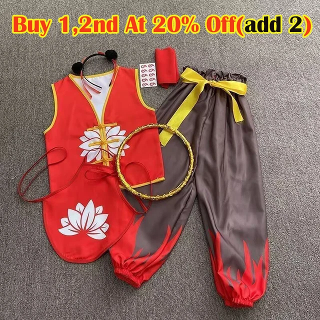 NEZHA COSPLAY ANIMATION Costume Nezha Performance Suits Book Week Kids ...