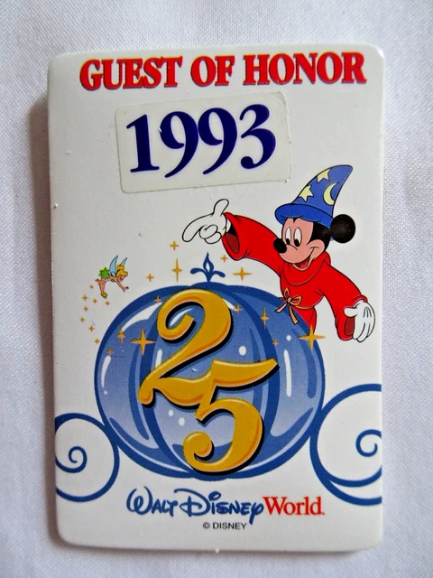 WALT DISNEY WORLD 25th Anniversary Vintage 1993 Guest of Honor Badge ...