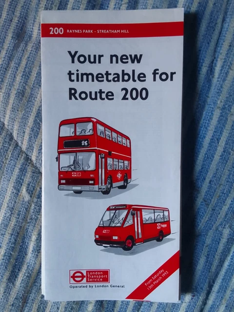 LONDON BUS TIMETABLE Leaflet Route 200 £2.50 - PicClick UK