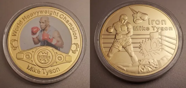 MIKE TYSON GOLD Coin Old Boxer Fury Vintage 80s Retro Iron Americana ...