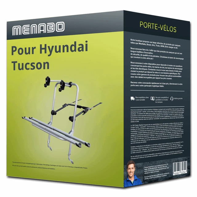 PORTE-VÉLO MENABO LOGIC 2 pour Hyundai Tucson type JM 2 vélos TOP EUR ...