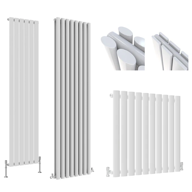 DESIGNER RADIATOR WHITE Oval Flat Panel Vertical Horizontal Central ...