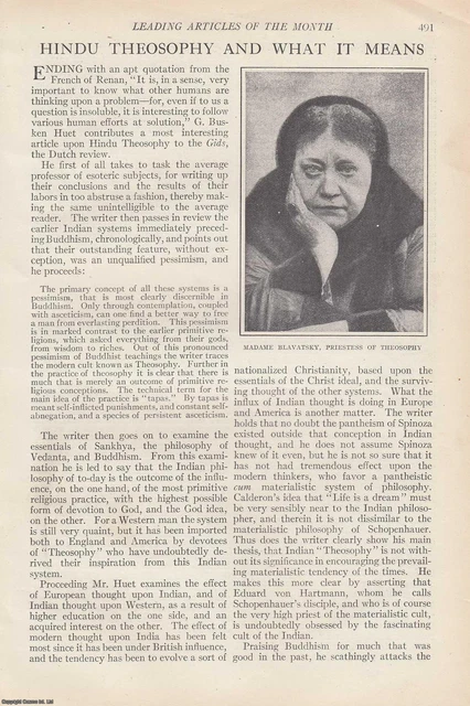 HINDU THEOSOPHY AND What It Means. An Original Article From The ...