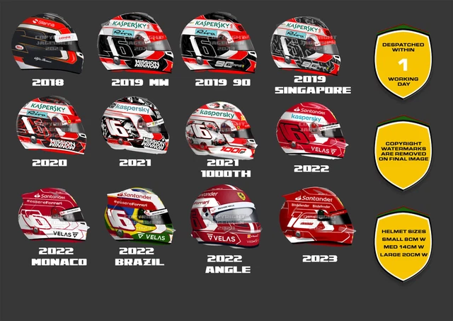 CHARLES LECLERC FERRARI F1 Helmet Stickers - Scuderia GP £4.99 ...