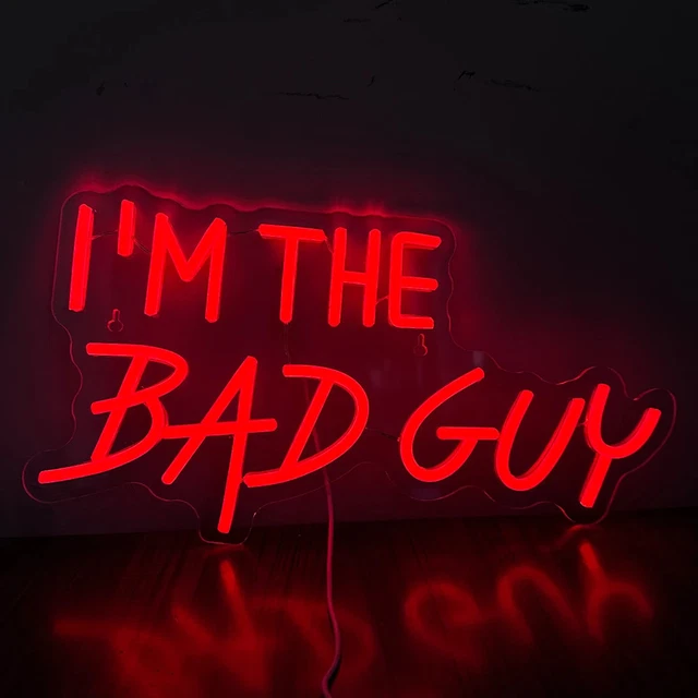 I'M THE BAD Guy Red Neon Signs Led Light Up Sign Bad Guy Room Wall £29. ...