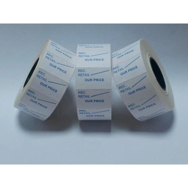 1200 'REC.RETAIL/OUR PRICE' Black Ink Price Date Labels Fits Econoply ...