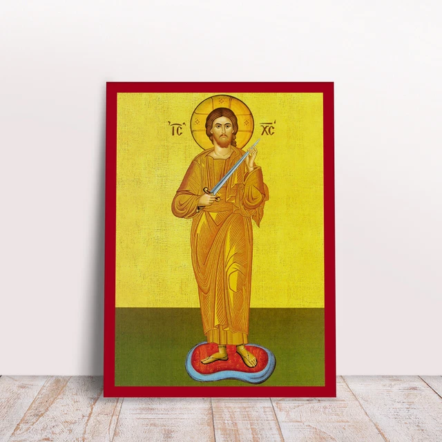 JESUS CHRIST WITH Sword Greek Byzantine Orthodox handmade icon £15.58 ...
