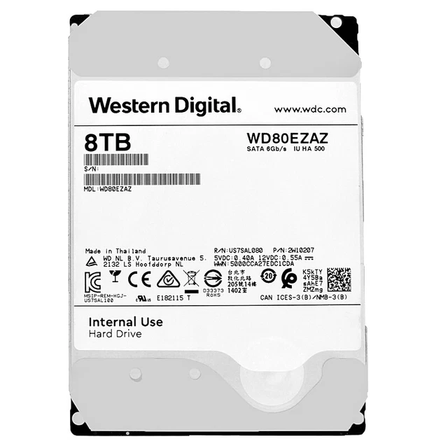 WESTERN DIGITAL WD80EZAZ 8TB 5400RPM 256Mb Cache SATA III 3.5'' Zoll ...