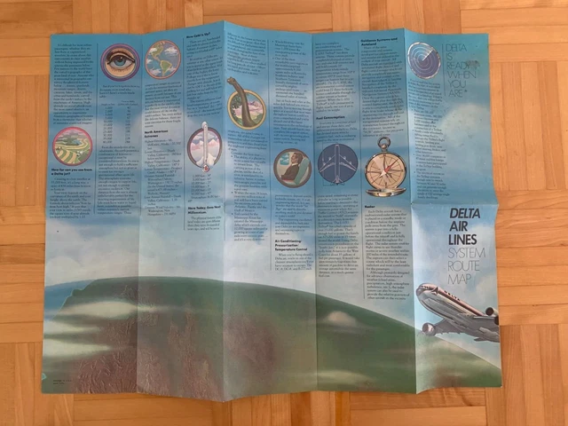 DELTA AIRLINES VINTAGE system route map $88.00 - PicClick CA