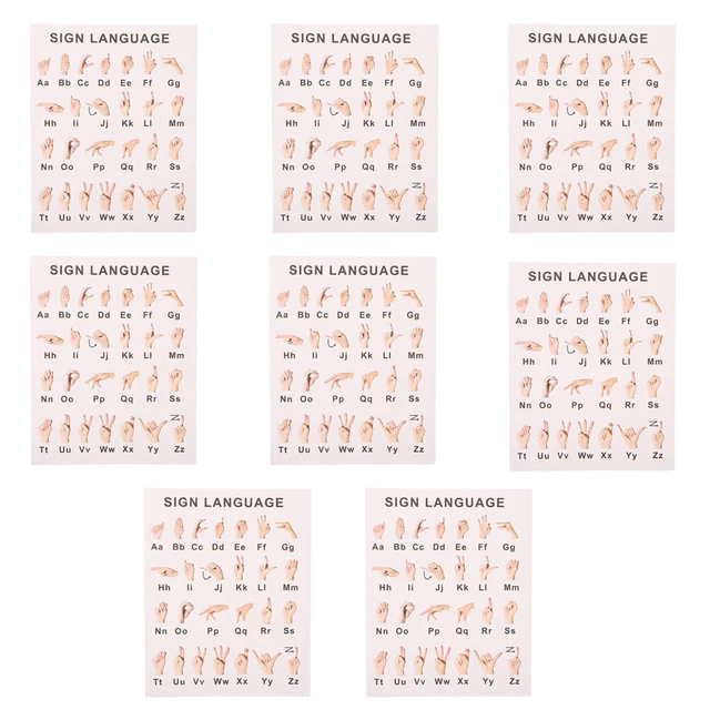 8 SHEETS HAND Gesture Chart Signs Language Flash Cards Poster £9.99 ...
