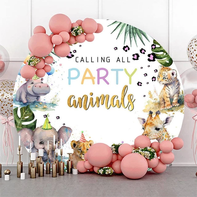 LOFARIS ROUND WILD Animals Happy Birthday Party Backdrop $36.09 ...