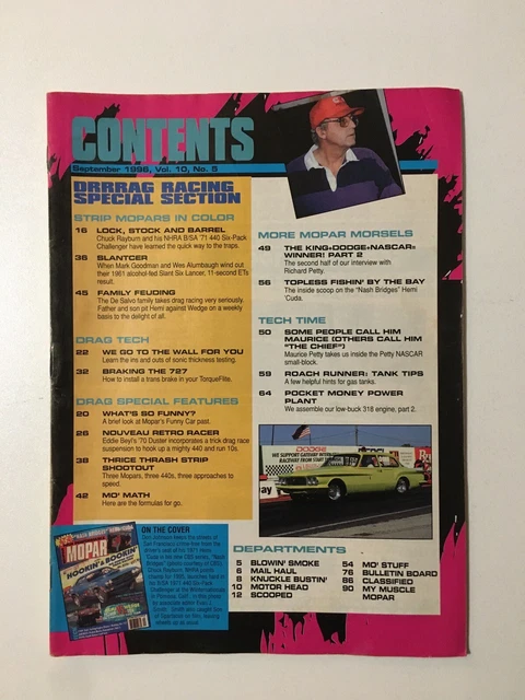 MOPAR HIGH PERFORMANCE Magazine September 1996 Back Issue Missing Cover ...