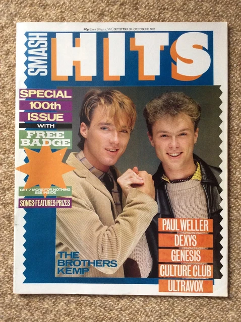 SMASH HITS MAGAZINE 82 SPANDAU BALLET PAUL WELLER DEXYS MIDNIGHT ...