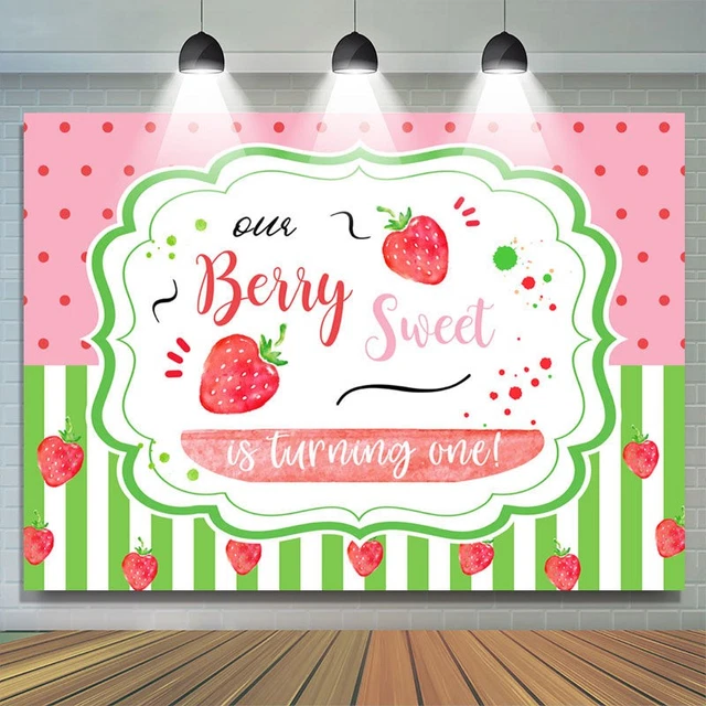 OUR LITTLE BERRY Sweet Is Turning One Birthday Backdrop $36.09 ...