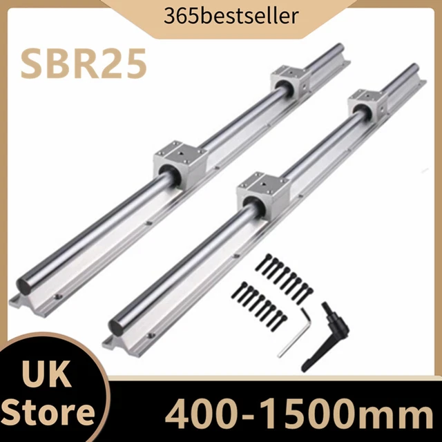 25MM LINEAR SLIDE Guide Shaft SBR25-400mm-1500mm 2 Rail+4 SBR25UU ...