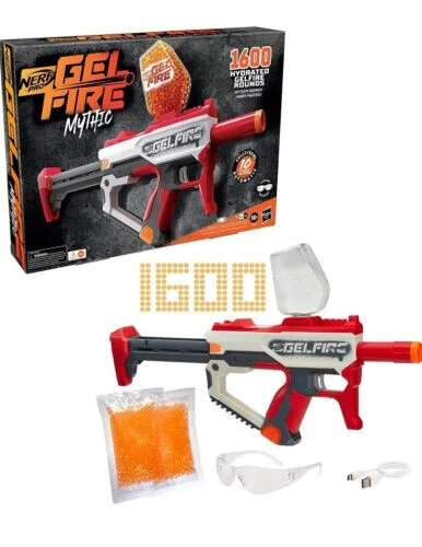 NERF BLASTER PRO Gelfire Mythic Full Auto Blaster & 1600 Hydrated ...