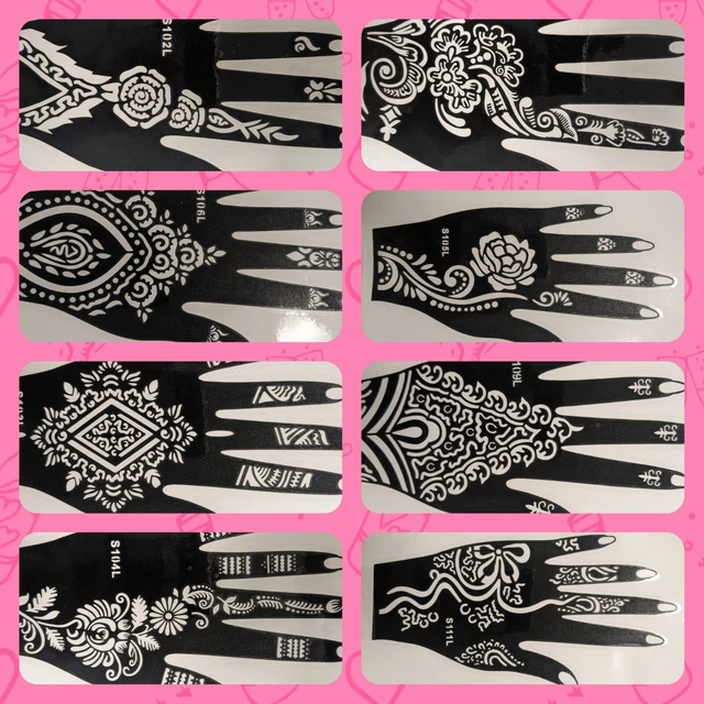 Henna Stencils Body Art Mehndi Large Template Temporary Tattoo Glitter