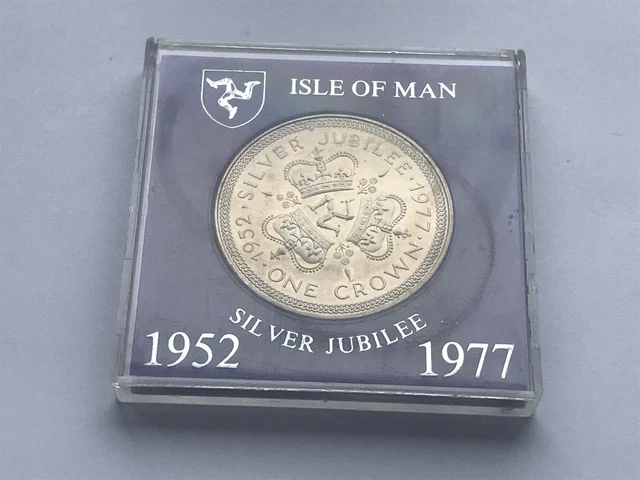 1977 ISLE OF Man Silver Jubilee One 1 Crown Coin Cased $13.94 - PicClick AU