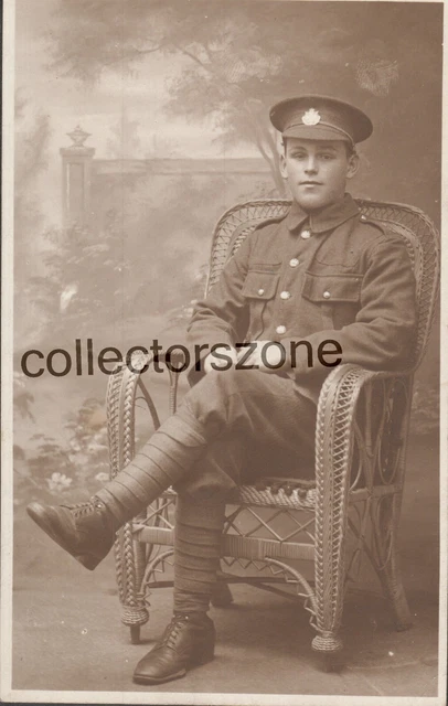 WW1 BRITISH ARMY Soldier Seated Wicker Chair Real Photo Postcard EUR 16 ...
