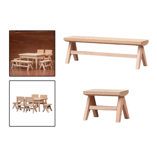 BANC DE MAISON de poupée à l'échelle 1/12 Mini chaise en bois pour scène de EUR 6,98 - PicClick FR