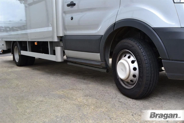 SCHWARZE SEITENLEISTEN FÜR Ford Transit MK9 2021+ Fahrgestell Kabine Kipper Van Edelstahlrohr ...